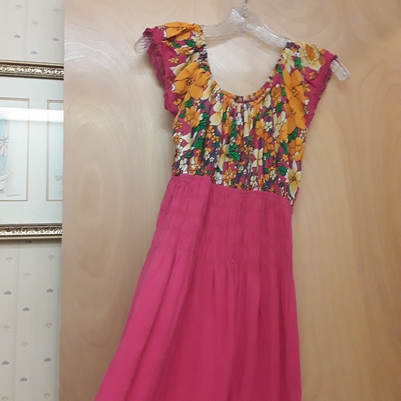 Dresses Hot Pink Floral Maxi Dress Xs S Poshmark
